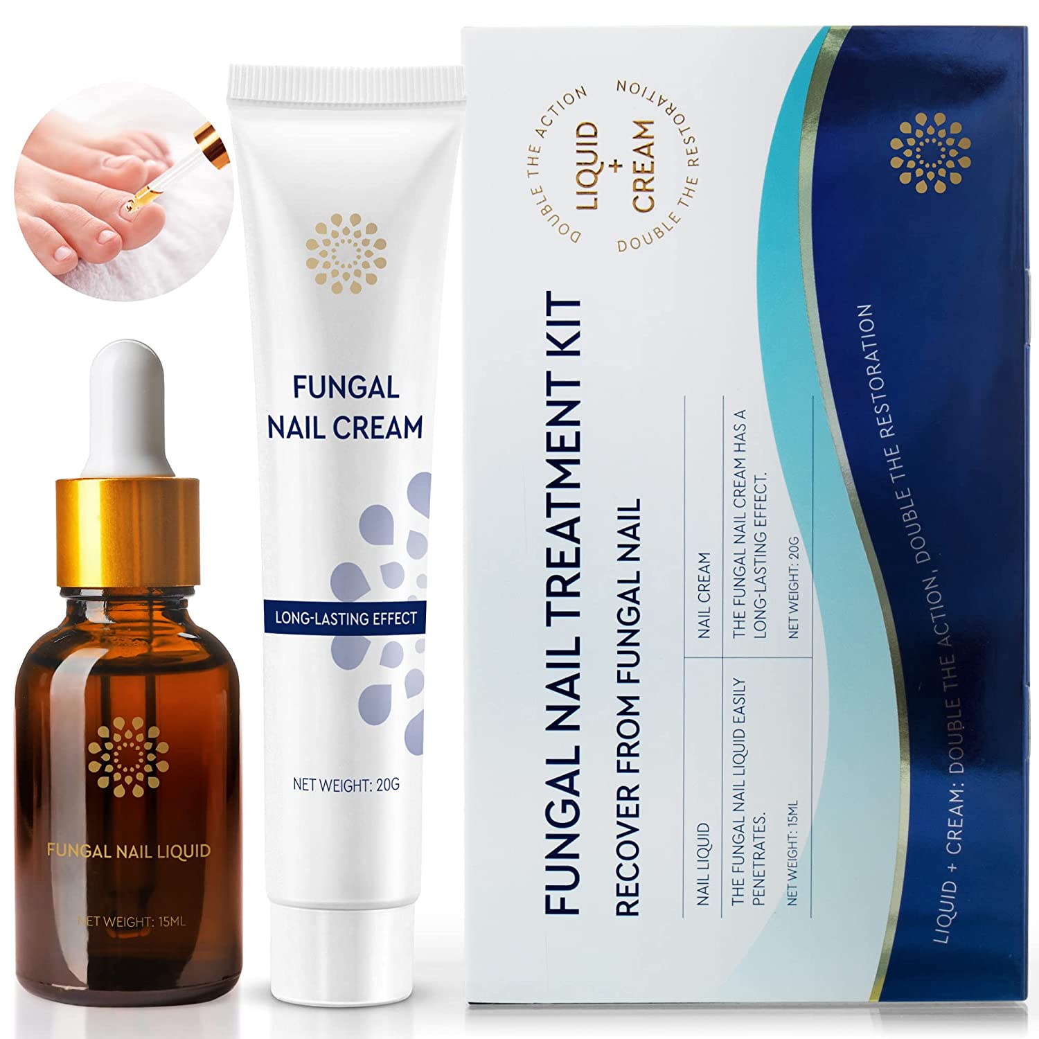 Treatment for Fingernails, Liquid(15ML) and Nail Repair Cream(20G) Kit
